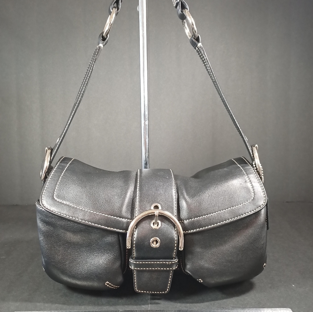 Coach Soho Medium Soft Black Leather Handbag Hobo - Gem